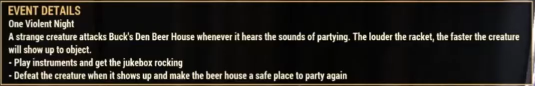 One Violent Night - Public Event - Fallout 76 - Bethesda Support
