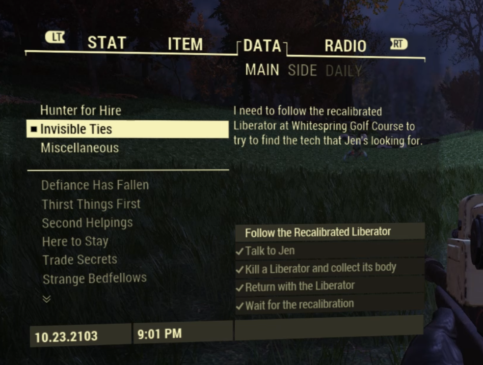 "Invisible Ties" - Quest - Fallout 76 - Bethesda Support